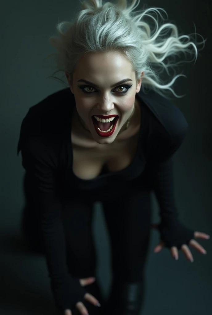 A sexy female vampire ready to jump on the viewer to bite them - SeaArt AI