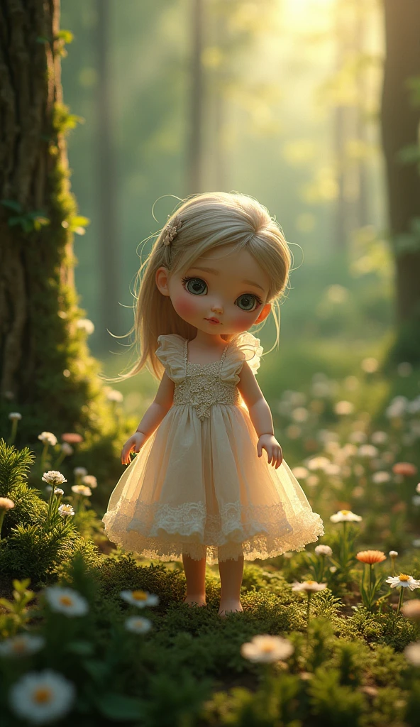 Make a human doll in the beautiful forest Maximum quality ULTRA FULL HD ...