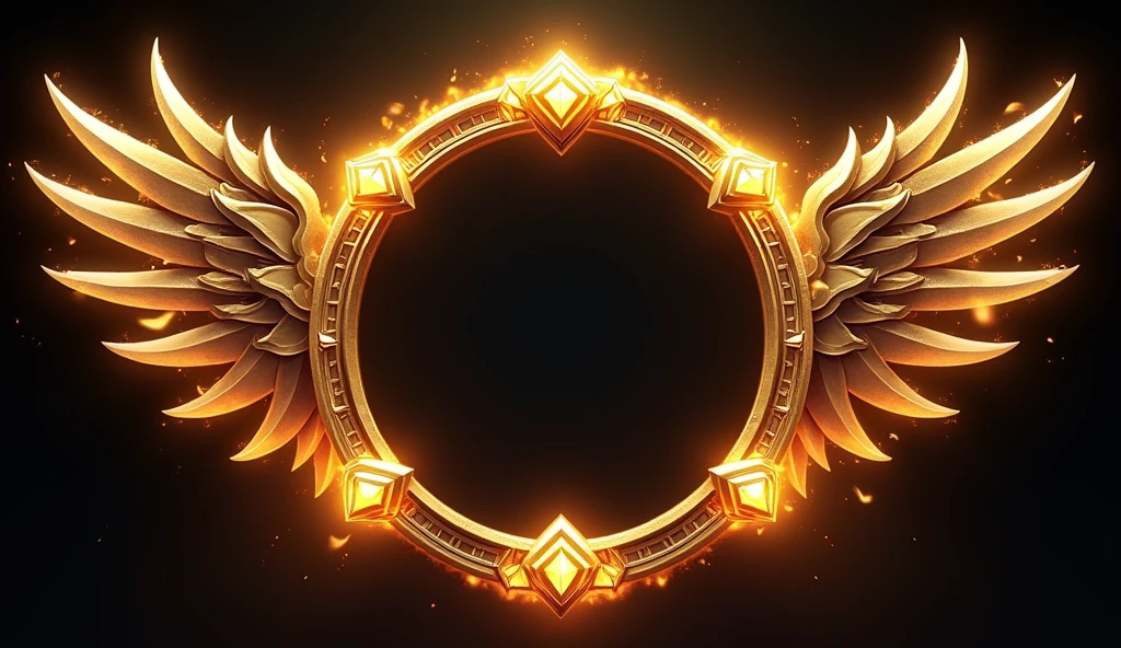 game avatar frame with a round metal frame and multiple metal wings ...