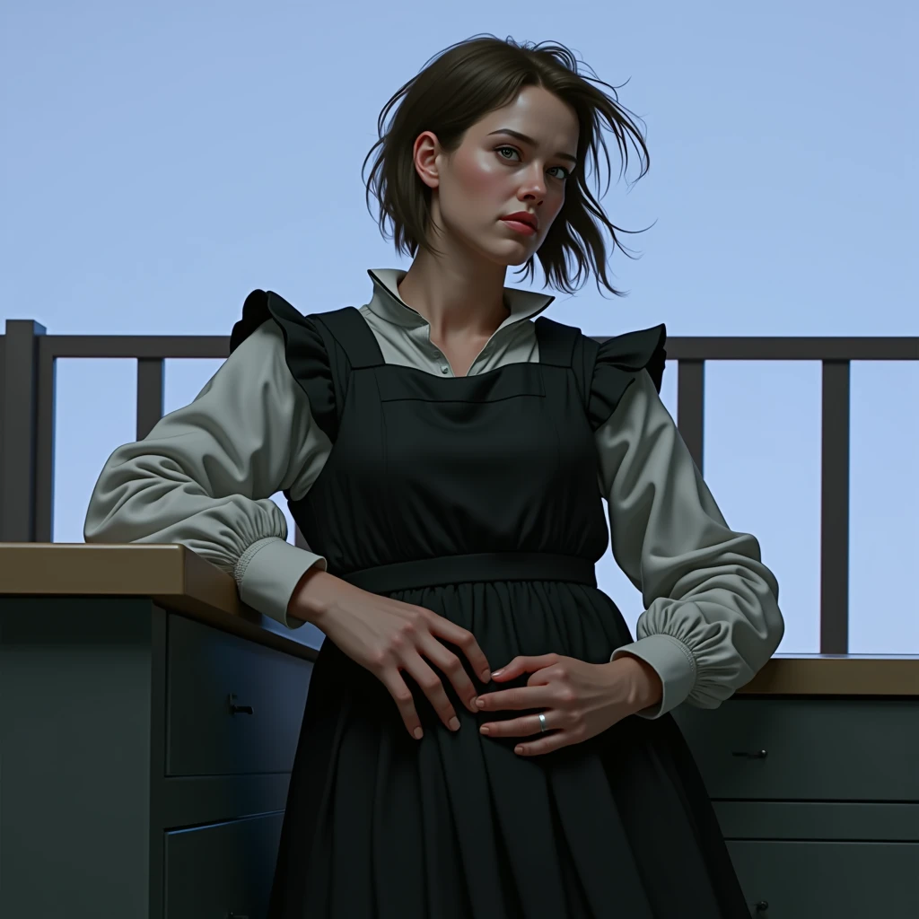 Detailed photorealistic full body portrait from the side of Lindsey ...