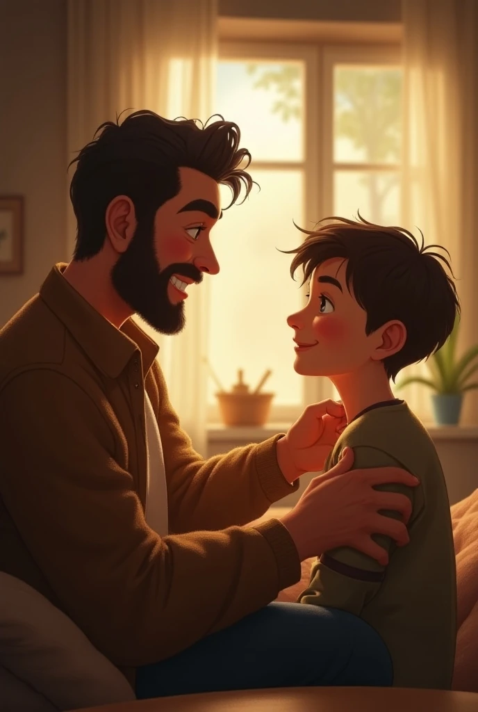 Man correcting his son with love - SeaArt AI