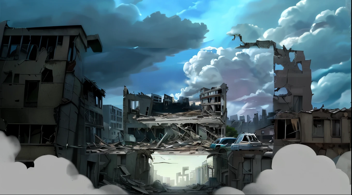 Ruined City 、Dilapidated building、Collapsed Building、null、cloud - SeaArt AI
