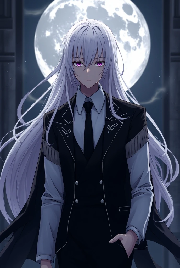 A Murderer Handsome anime character with purple eyes moon design and ...