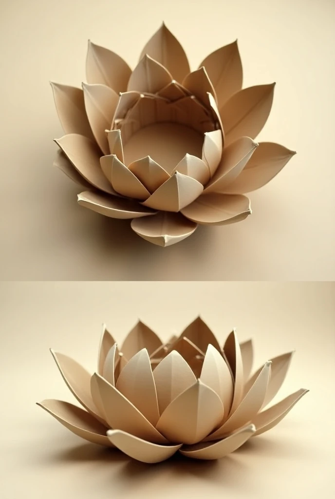 Create a cardboard box in the shape of a lotus flower, a sample from ...