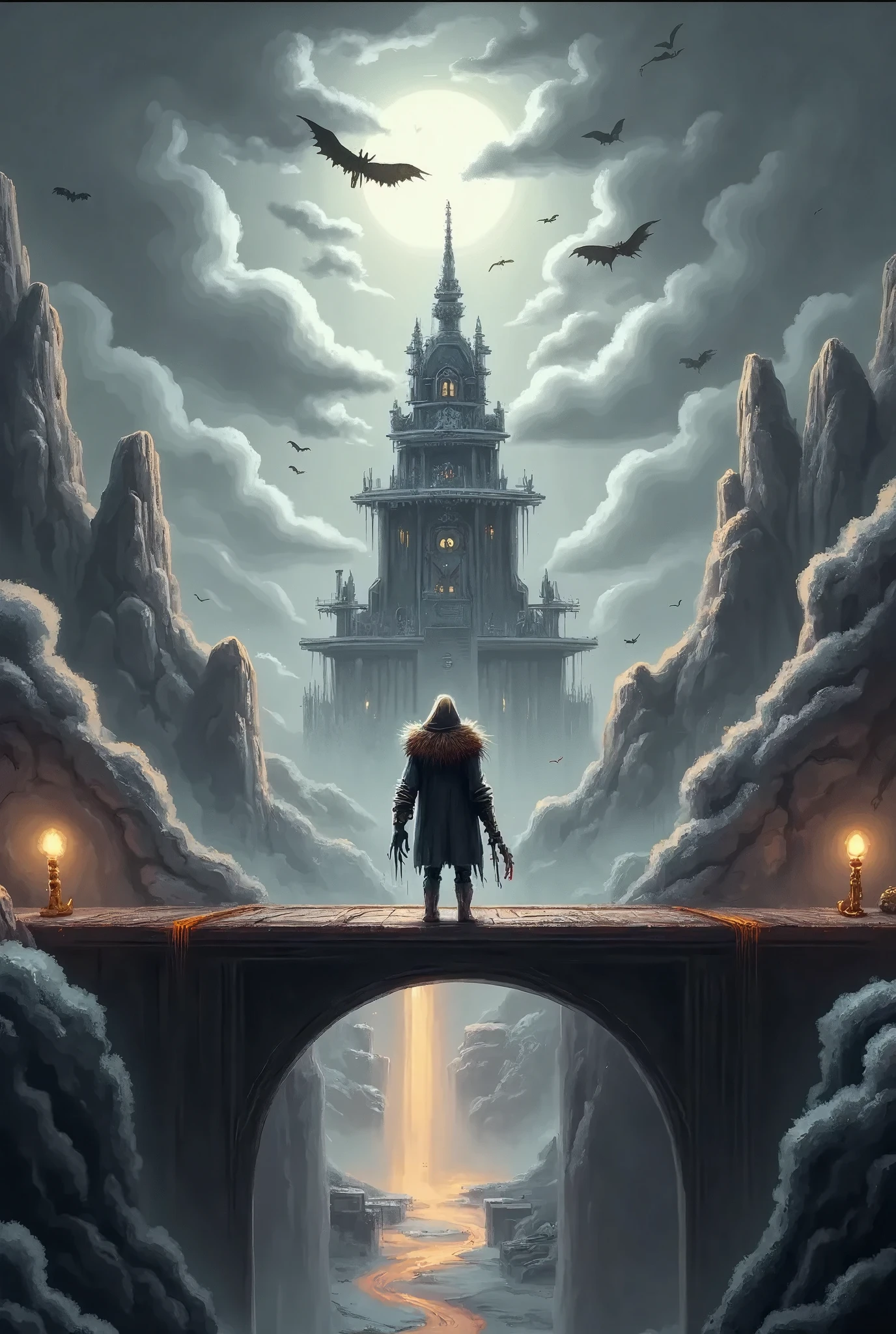 Armor bridge building cable city cloud cyberpunk fur collar fur trim ...