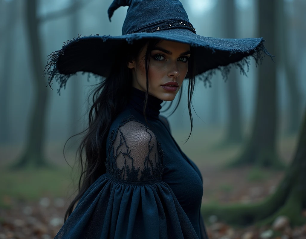 Halloween Witch, Powerful witch, transparency navy clothes, splendid ...