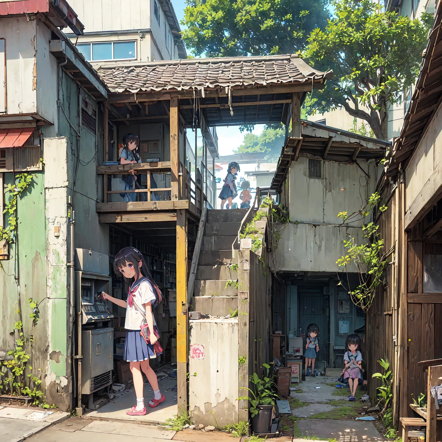 (masterpiece、Detailed Anime)、(Three cute girls、Three elementary school ...
