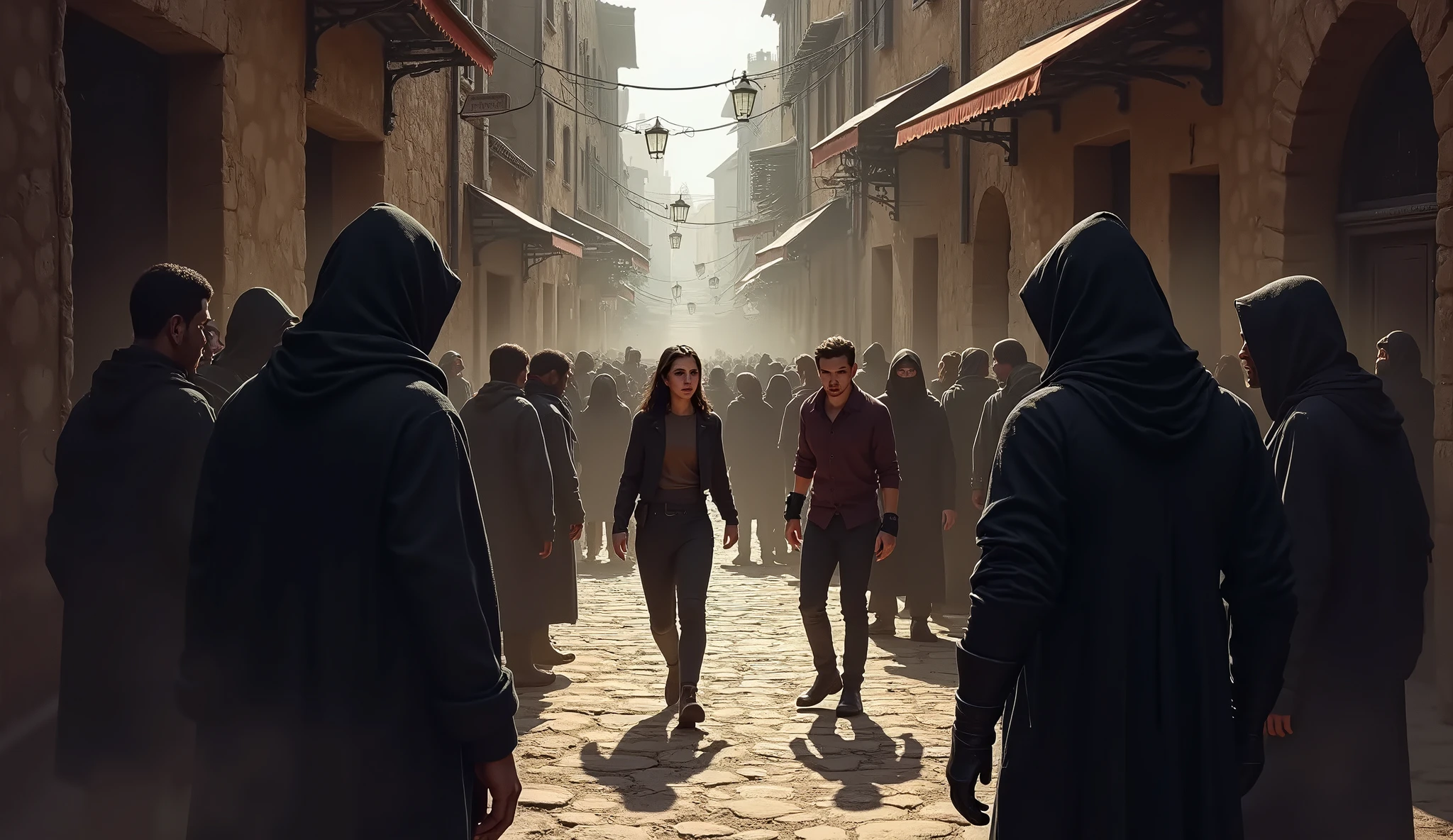 Medival setting , fantasy, In one of the narrow and lonely alley Nes ...