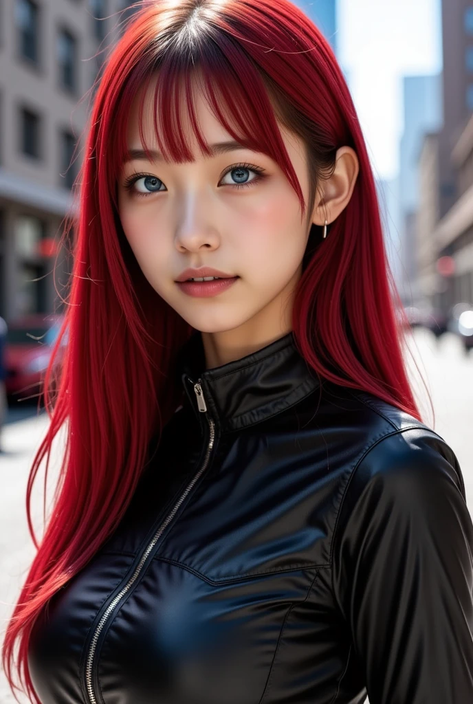 1girl, Alone、gal,masterpiece,Very long red hair,blue eyes,Gradient ...