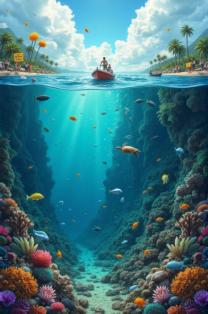 Create an artwork that represents SDG 14 (Life Below Water) with an ...
