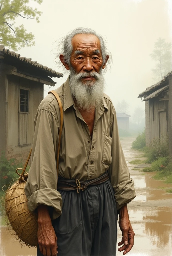 Make an old Chinese peasant with few teeth - SeaArt AI