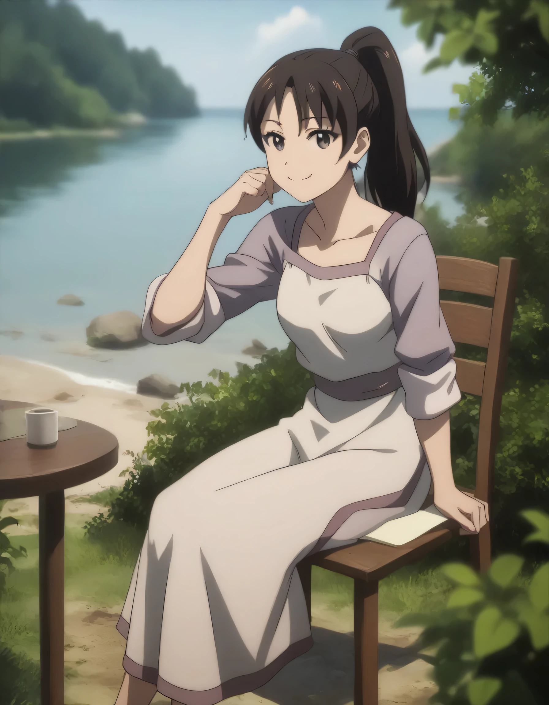 Score_9, score_8_up, score_7_up, gsfghtr, casual dress, sit on the chair - SeaArt AI