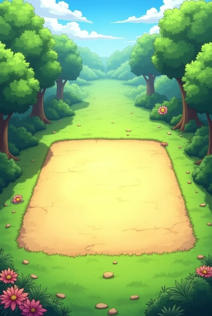 Generate a vertical topdown background of a pokemon arena, we only see ...