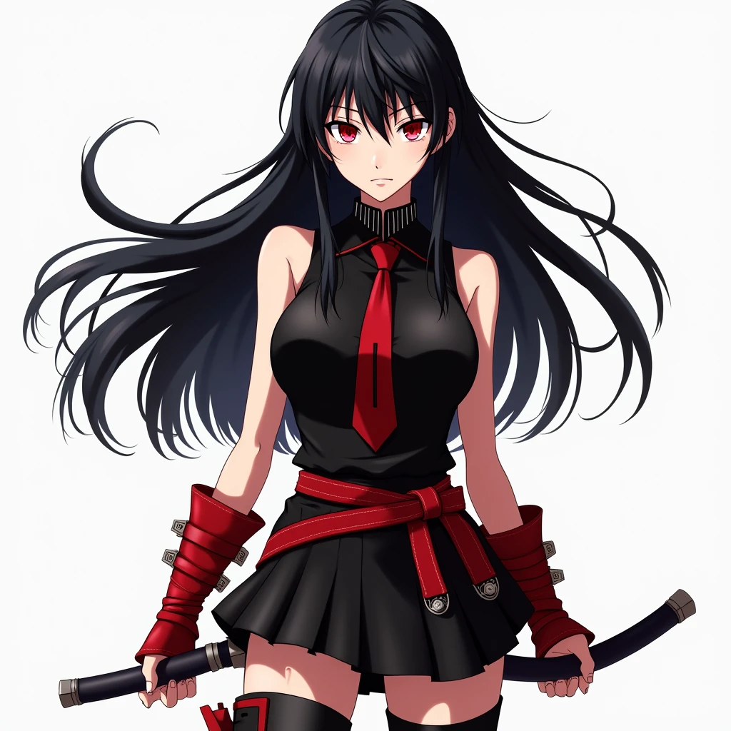 Akame from Akame ga Kill has long black hair that reaches her waist and ...