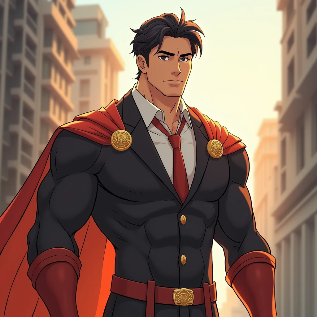 Omni Man, subtle chest hair, Manga Panel Style, dignified facial ...
