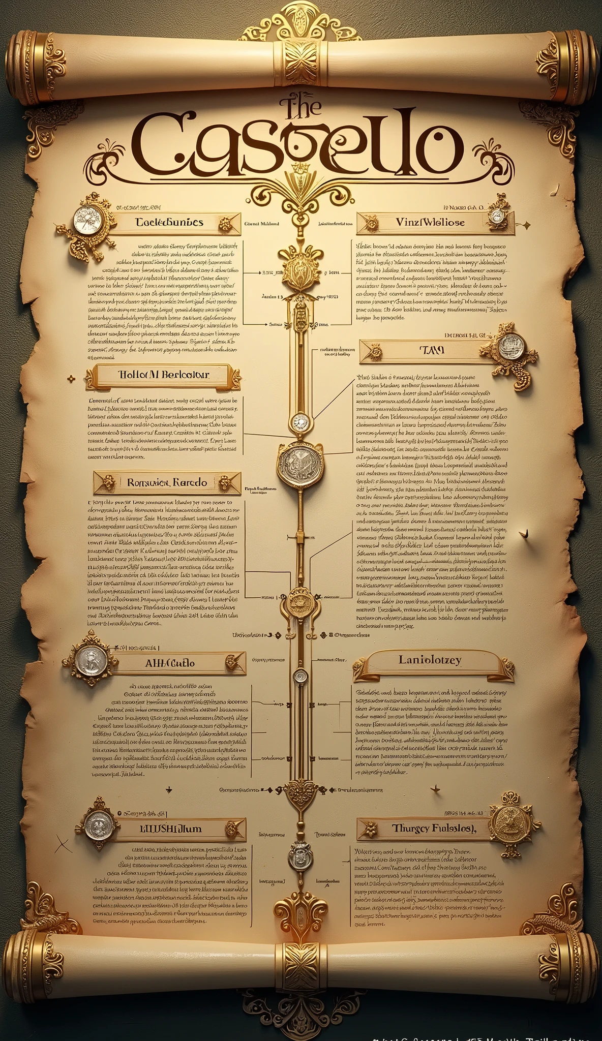 Old readable timeline of the Castelo family. Decorated and elegant ...