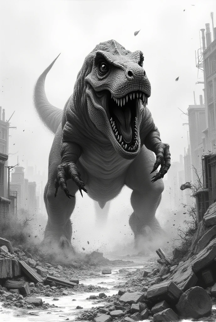 Destructive dinosaur drawing - SeaArt AI