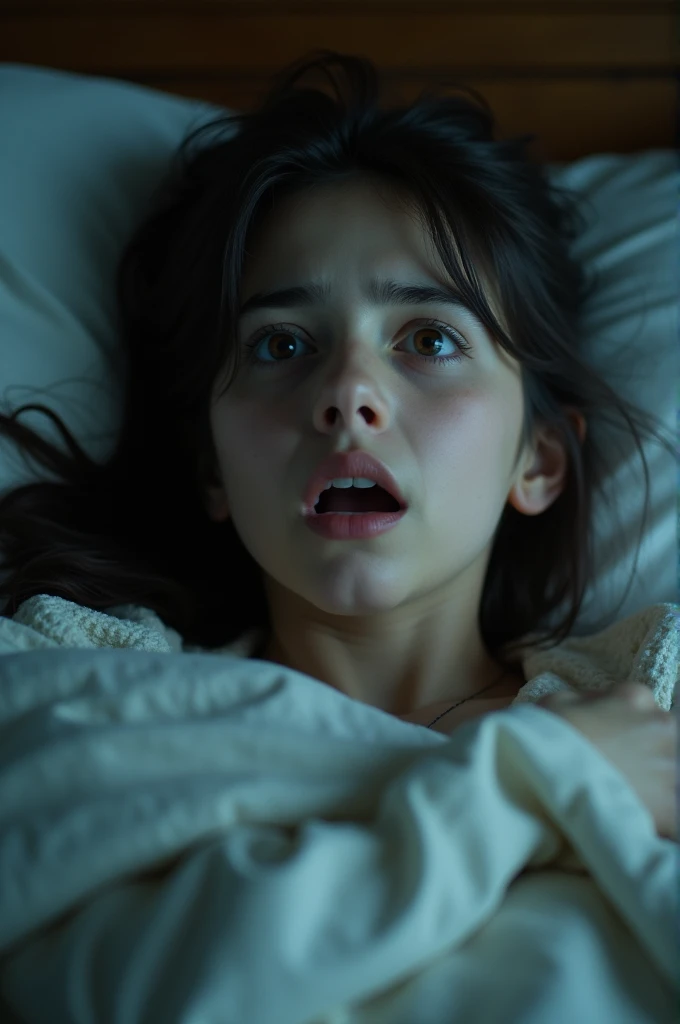 A girl suddenly wakes up with a panicked face - SeaArt AI
