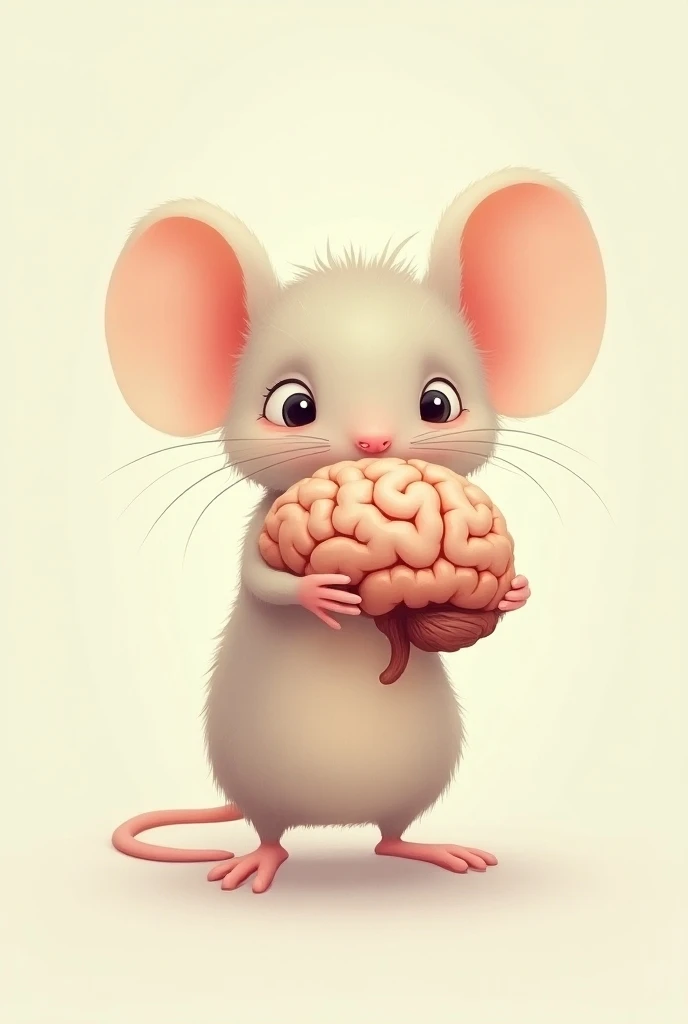 A cute little mouse holding a brain in its hands - SeaArt AI