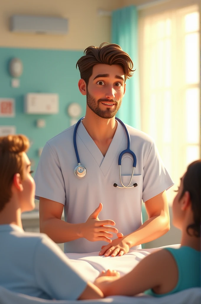 Male nurse in the nursing room Pixar - SeaArt AI