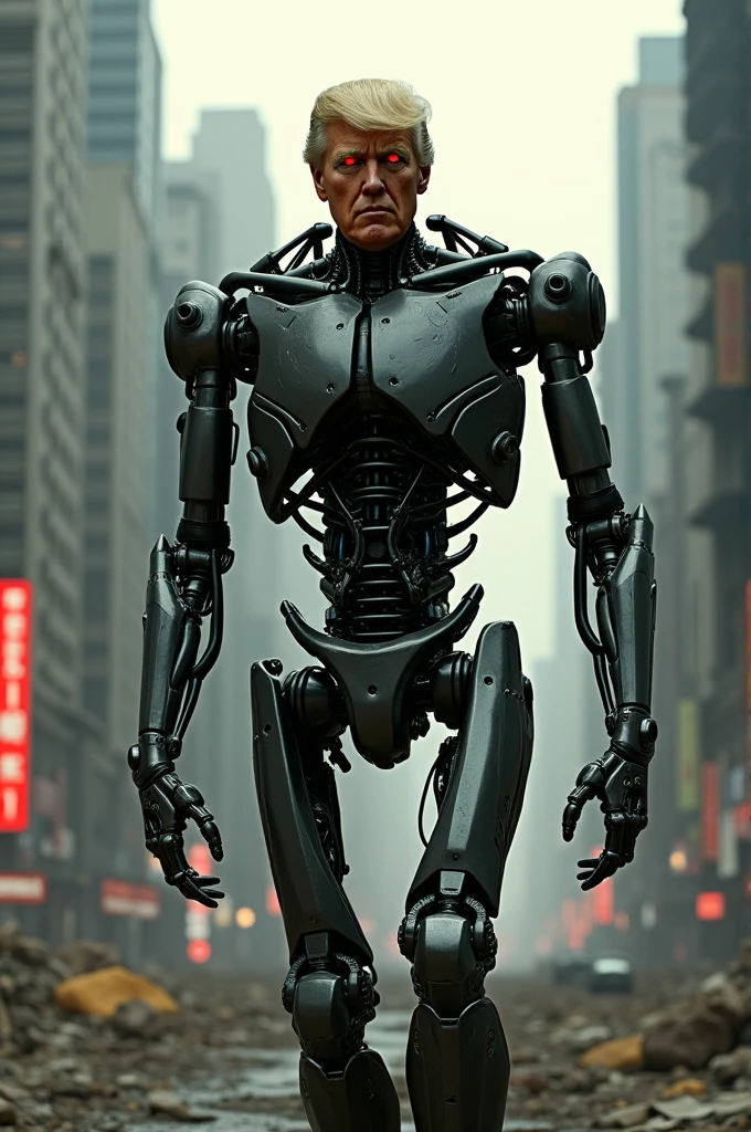 Terminator with Trump's face - SeaArt AI