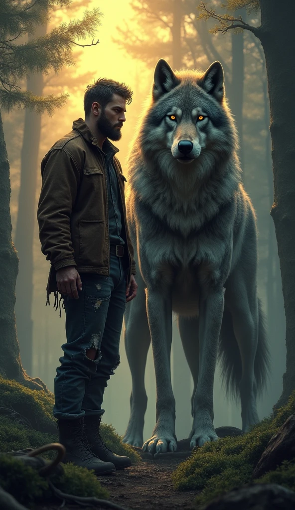 A robust man, with short hair and a sparse beard , wearing a brown ...