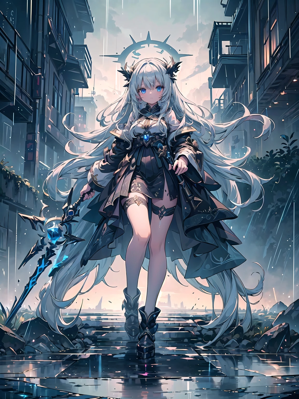 (((masterpiece, best quality, high detailed, 16k))) (1girl) A celestial ...
