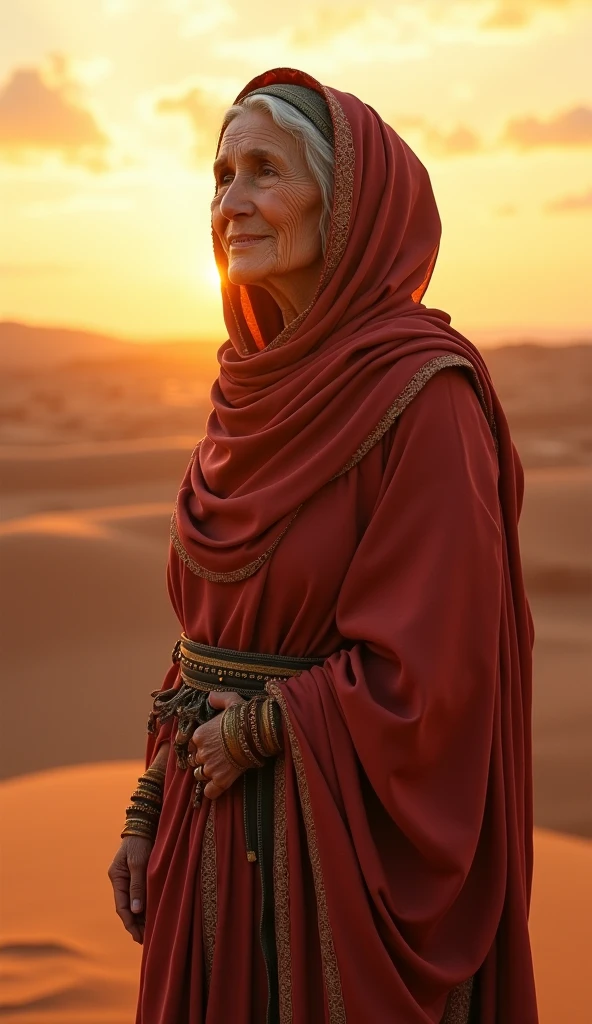 "Hyper-realistic portrait of Sarah, wife of Abraham, at 90 years old ...