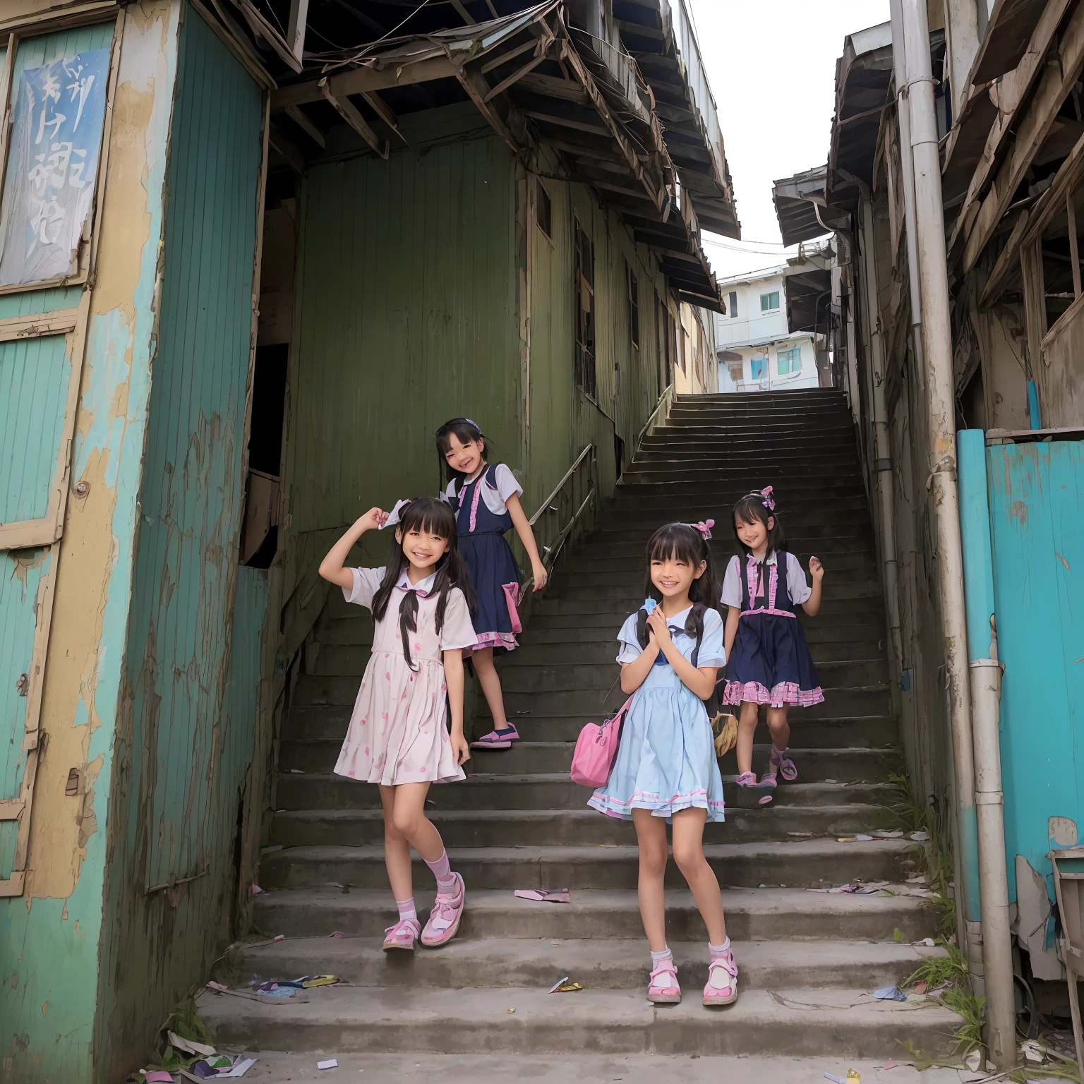 (masterpiece、Detailed Anime)、((Three cute girls、Three elementary school ...