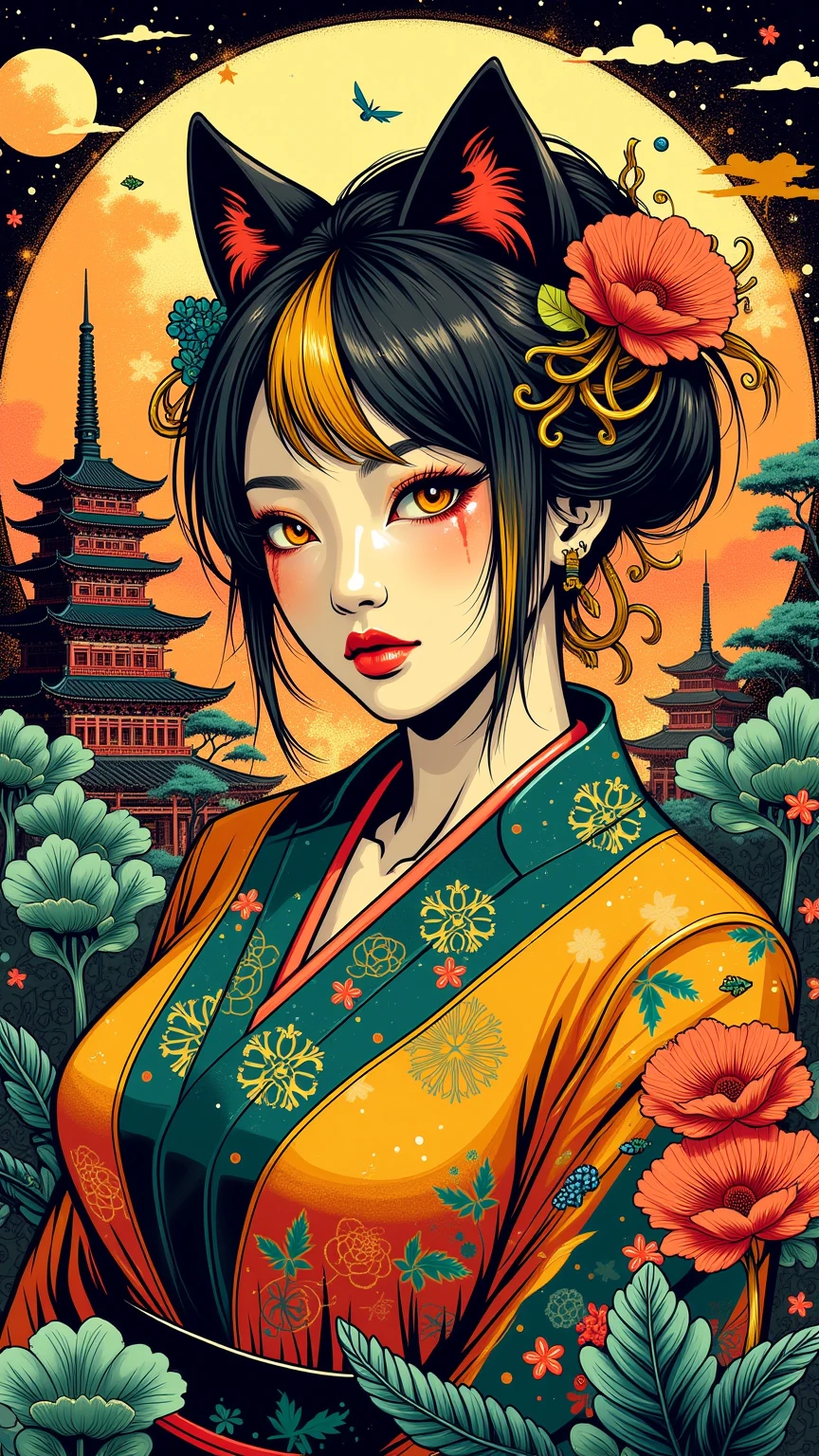 Illustrated by Guo Chao style, poster design, in the style of ...