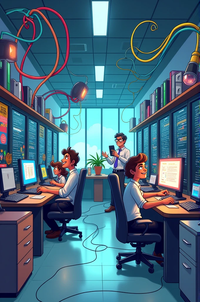 Create a cartoon about an it department - SeaArt AI