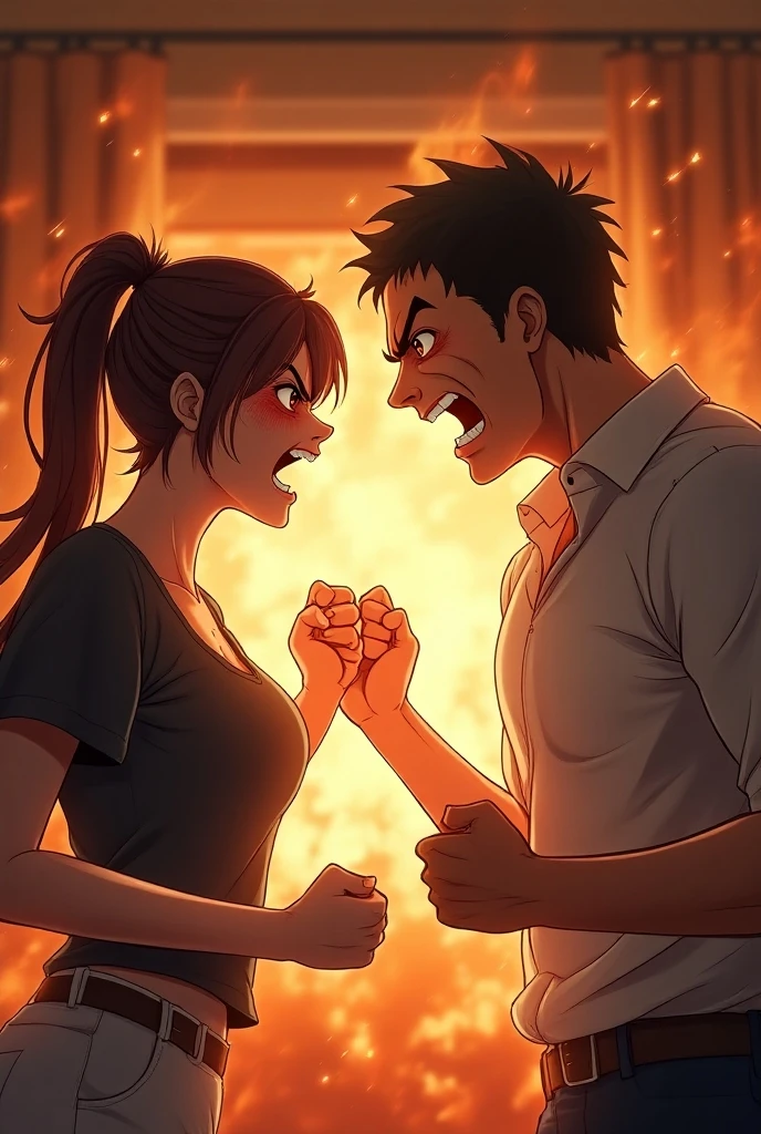 Angry couple wife and husband anime full angry emotion full body ...