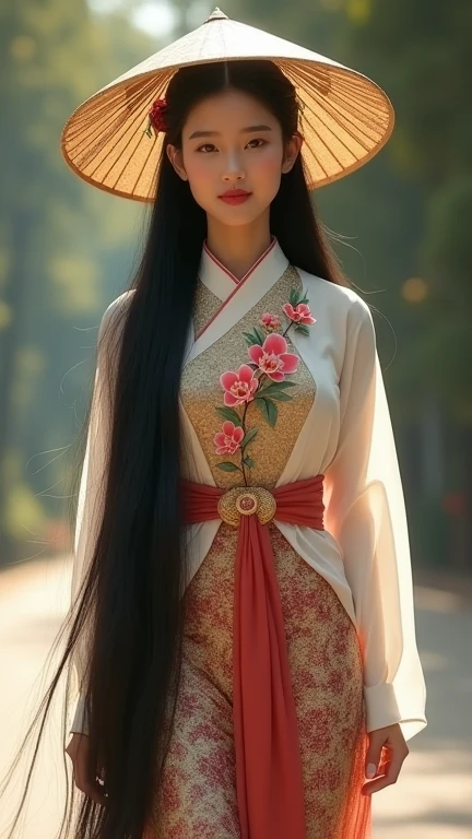 Very cute and young chinese lady with red lip.She is light smile with ...