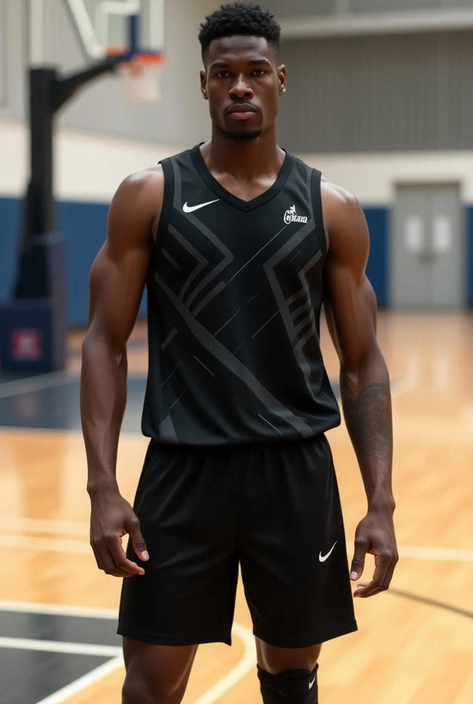 give me design of a basketball jersey Sando and shorts the details are ...