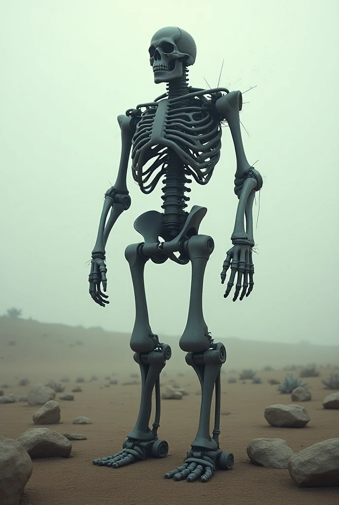 A skeleton walking in the desert with a desert background - SeaArt AI