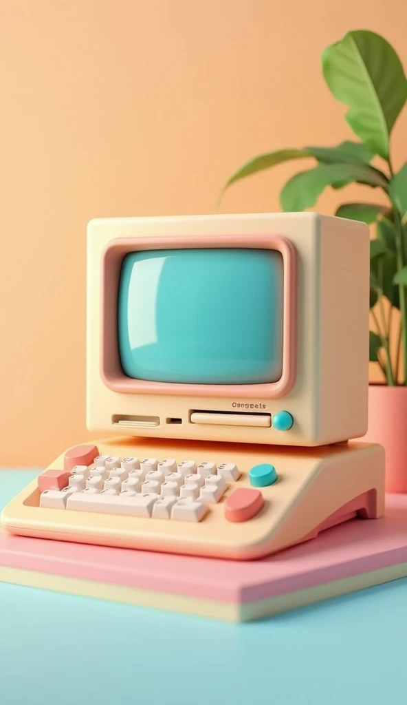 C4D Modeling，oc rendering，Computer desk, a cute retro computer - SeaArt AI