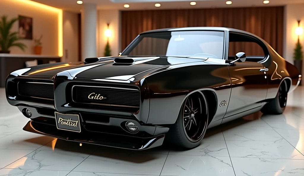 Create a 3d render classic design modified Pontiac GTO “black clour ...