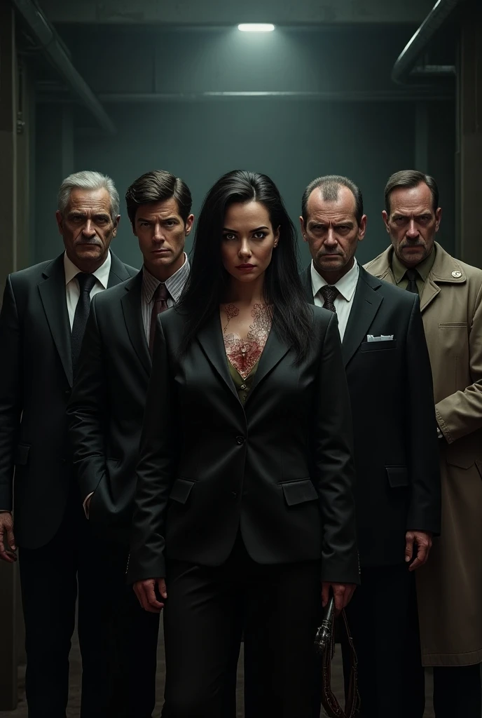 Four mans and one woman, they are five villains. One is a mobster ...