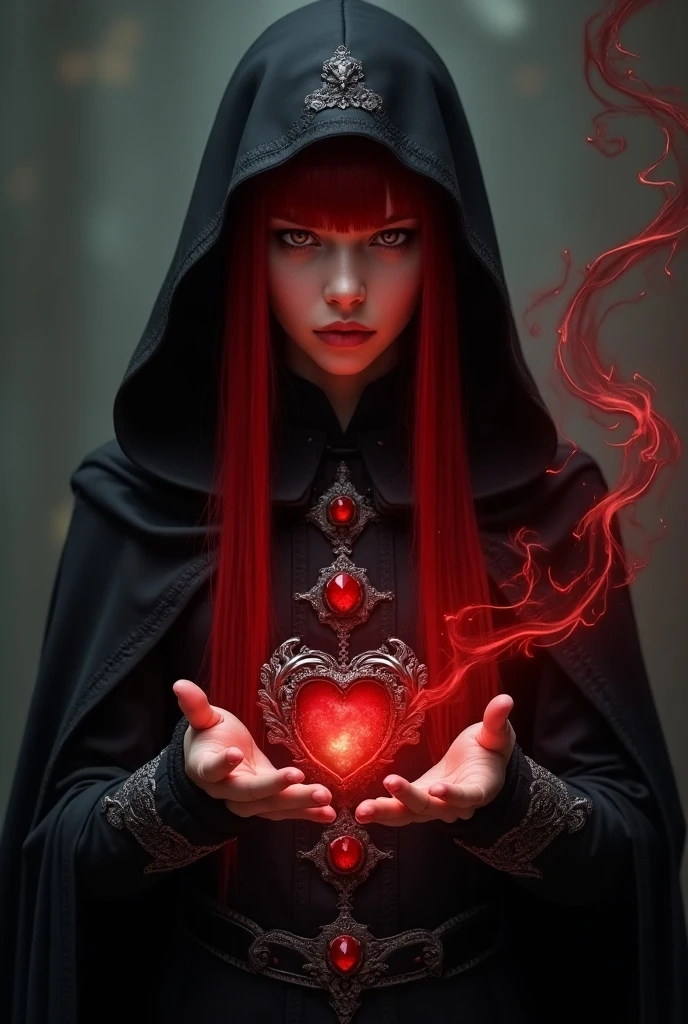 A young vampire wizard, looking about 20 years old, black medieval ...
