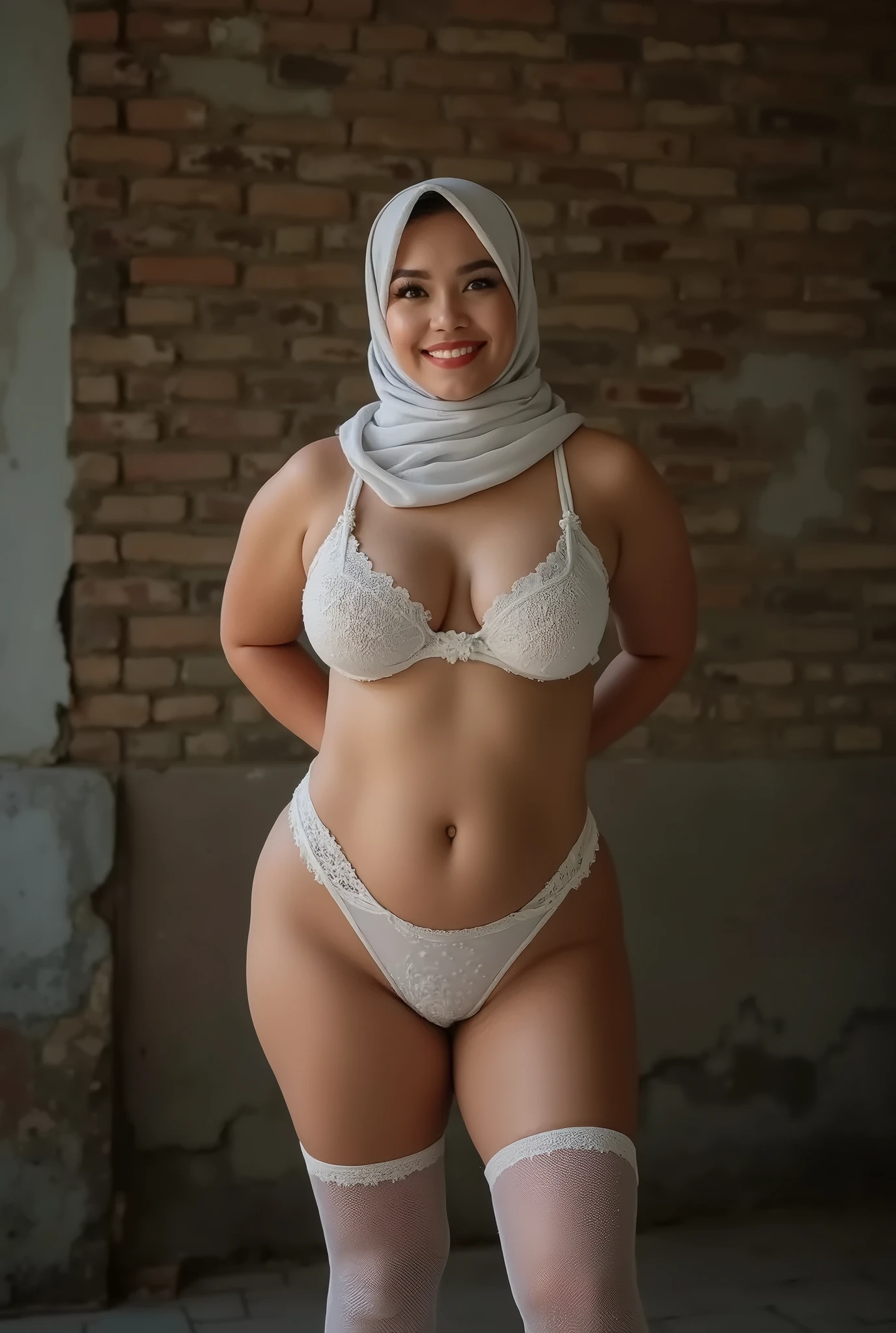 HIJAB MALAY INDONESIAN VERY GEMOK MOMMA WEARING OVERSIZED BRA - SeaArt AI