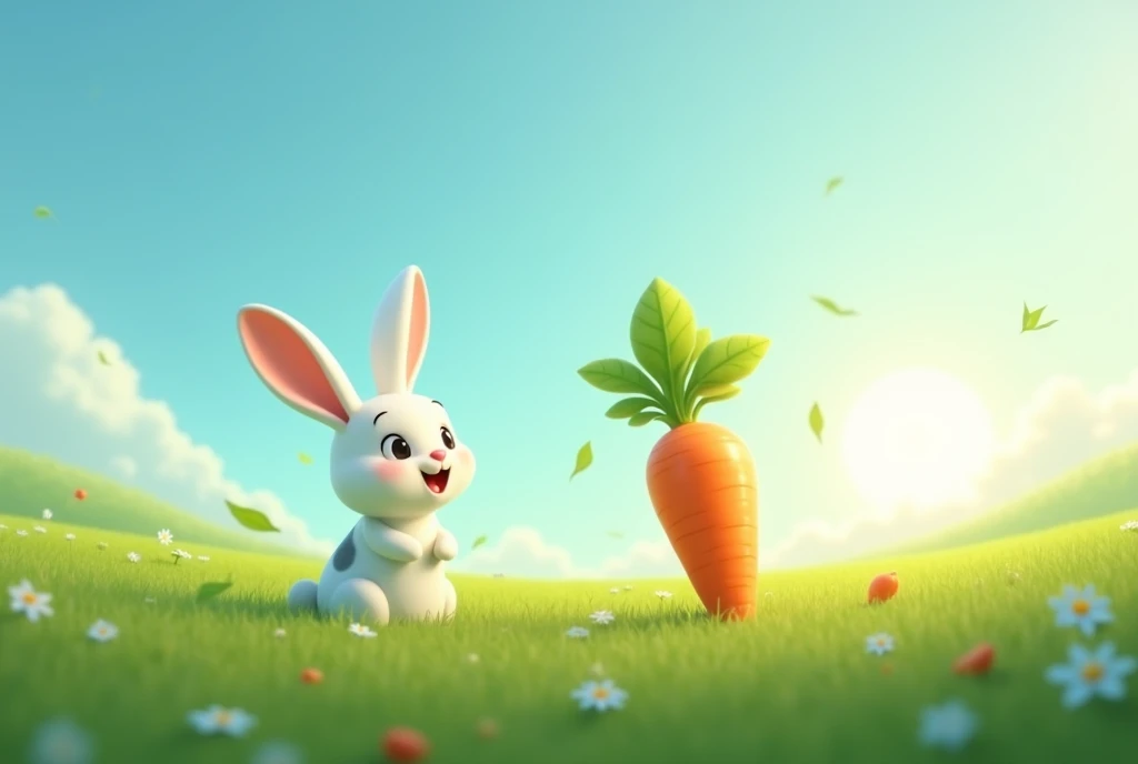 In a vast verdant field under a clear blue sky . in the center - SeaArt AI