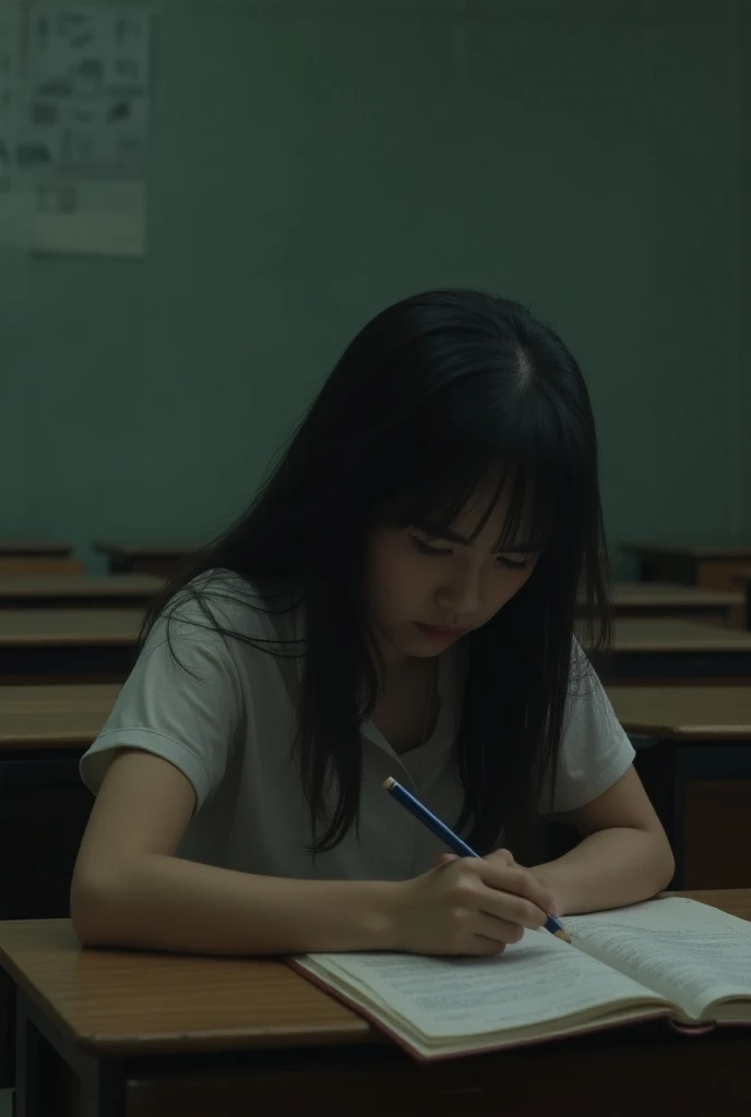 Oppressive female education system, woman studying with her head down ...