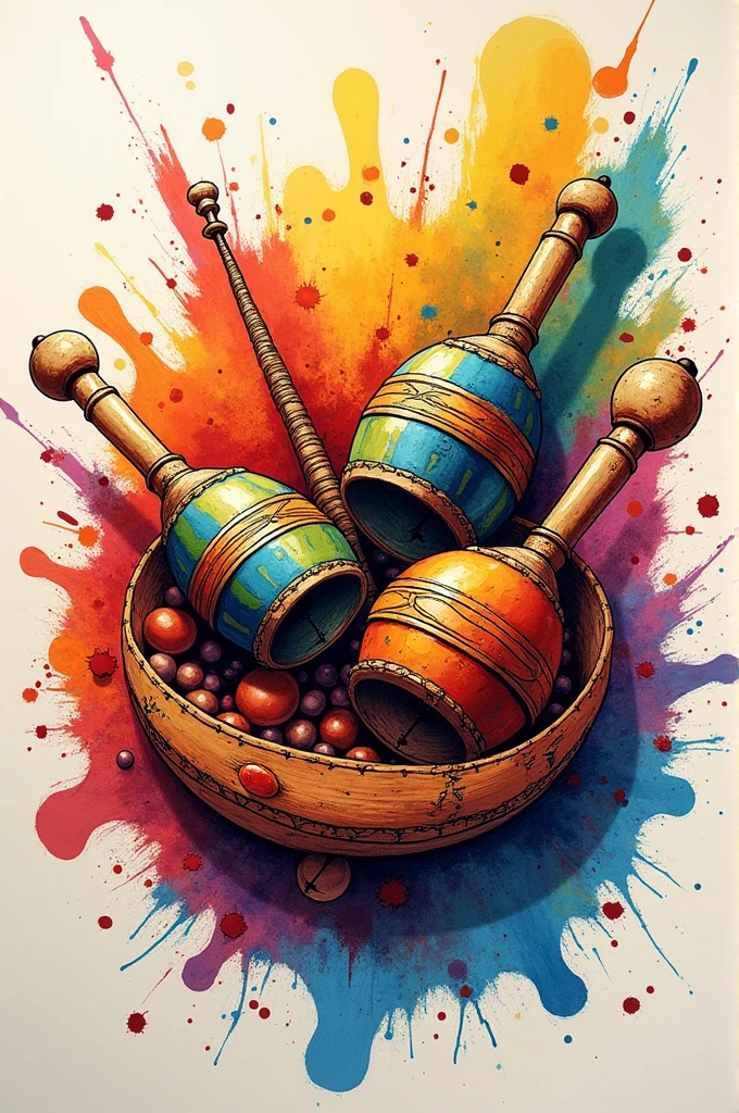 Salsa music drawing with the instrument Campana and Maracas - SeaArt AI