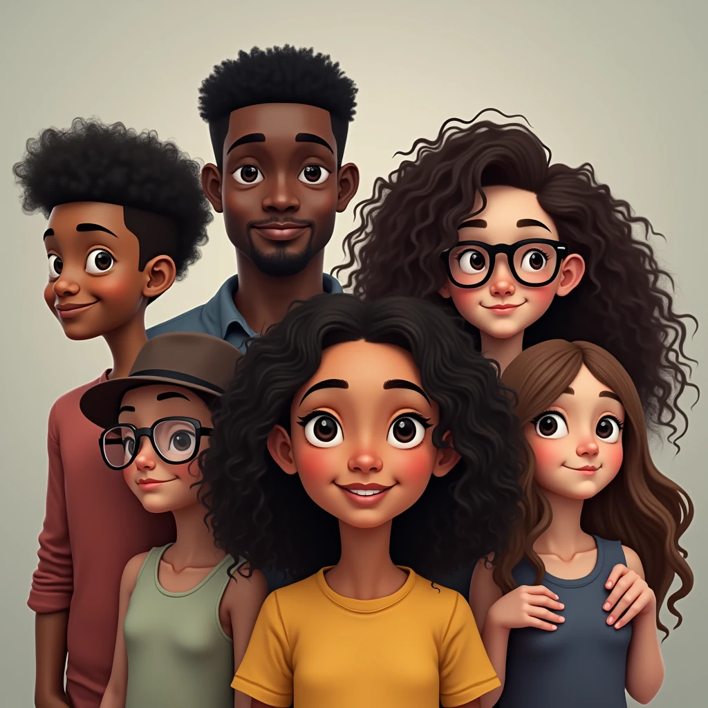 A girl with curly hair, Short to the shoulder , another with curly hair ...