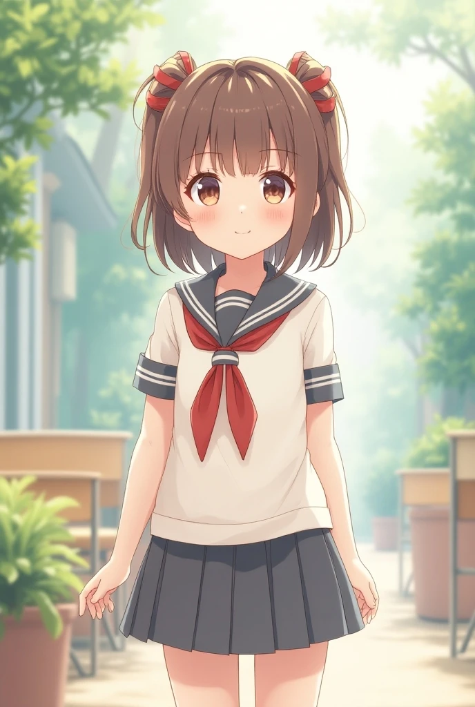 Beautiful elementary school student anime、The lower body is a T - SeaArt AI