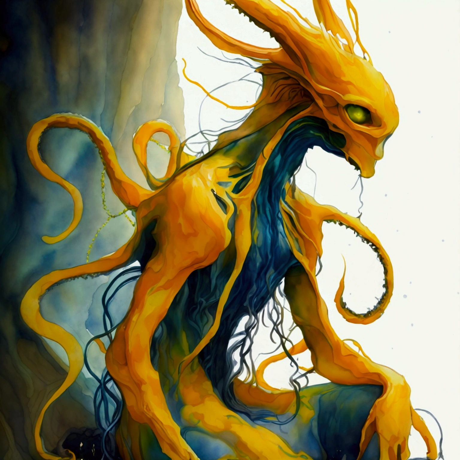 Masterpiece art of Hastur, non-binary humanoid eldritch being - SeaArt AI