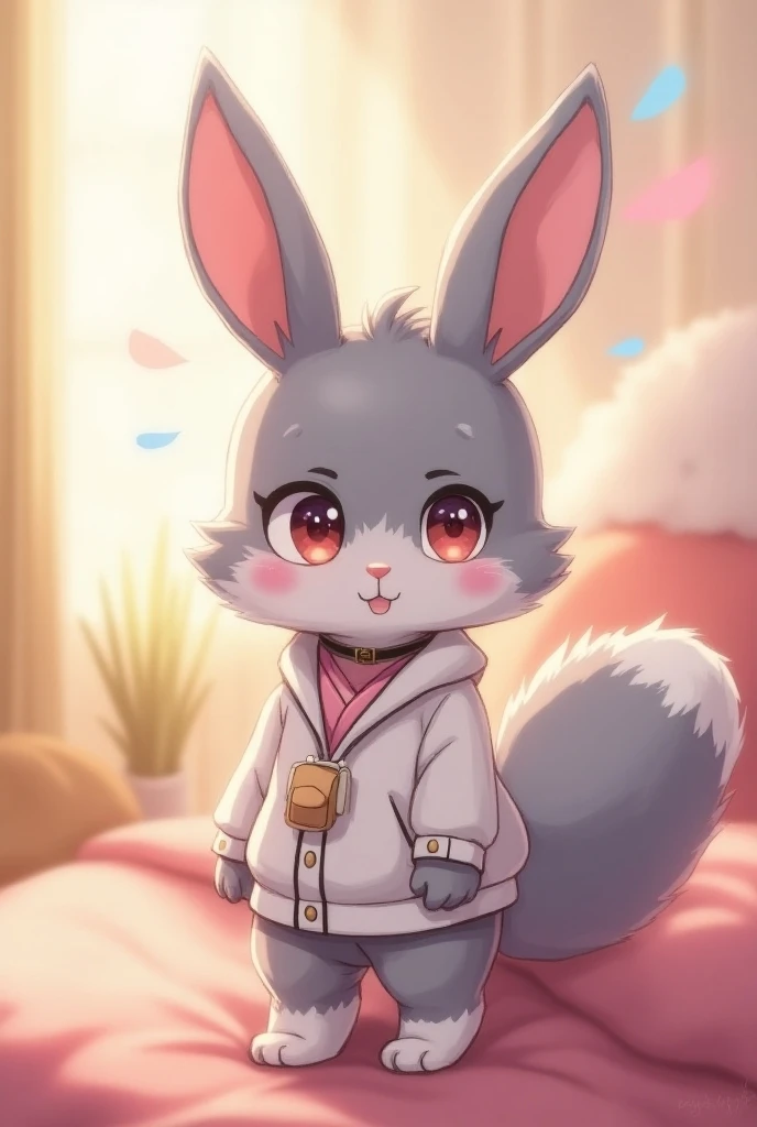 A kemono femboy bunny fursona with soft, fluffy fur featuring a ...
