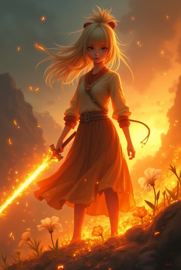 1girl, bangs, breathing fire, burning, burnt clothes, embers - SeaArt AI