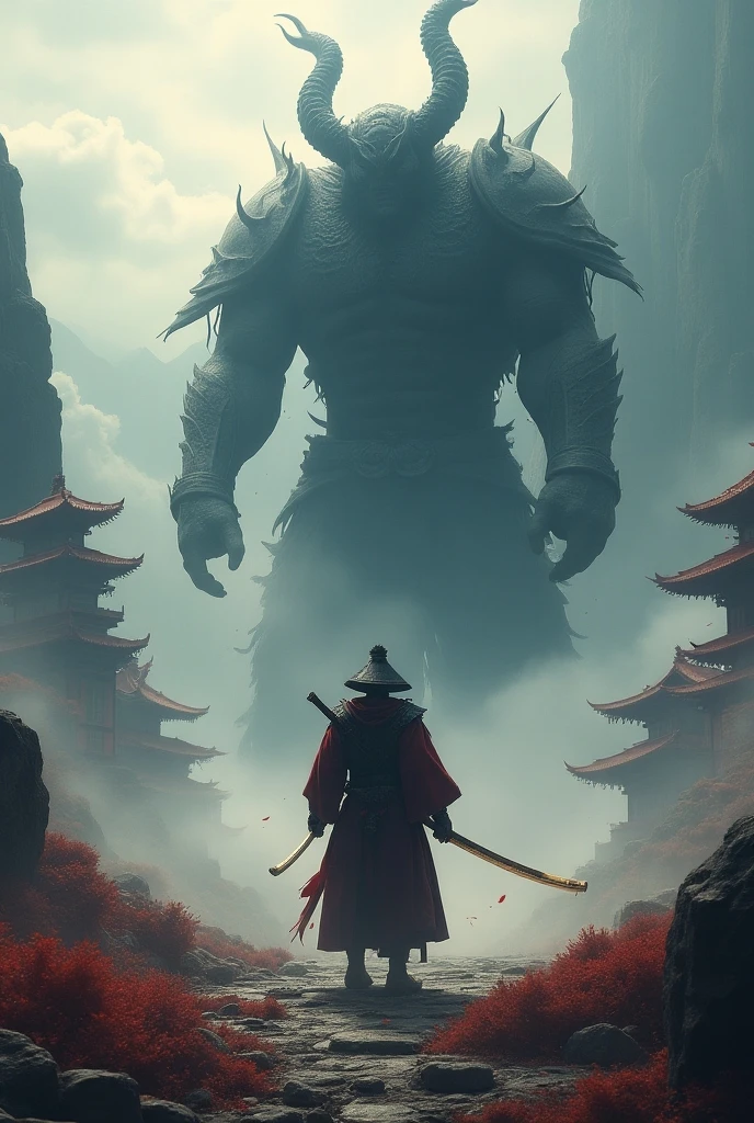 Samurai facing final boss wallpaper for mobile - SeaArt AI