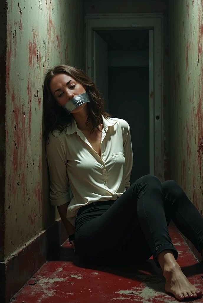 Kristin wearing black pants and white Boutoned shirt from silk in old ...